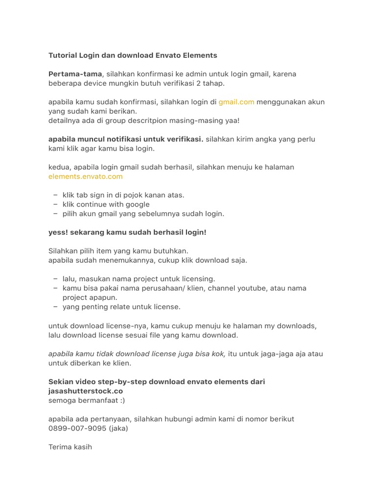 Tutorial Login Dan Download Envato Elements | PDF