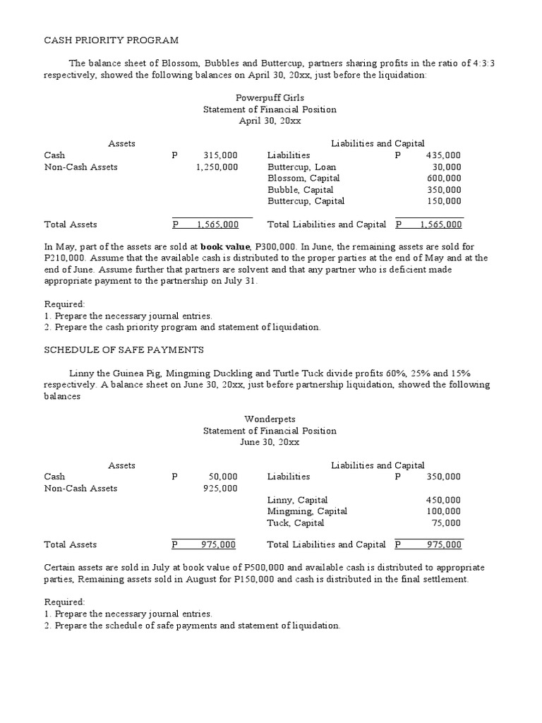 Cash Priority Program | PDF | Balance Sheet | Book Value