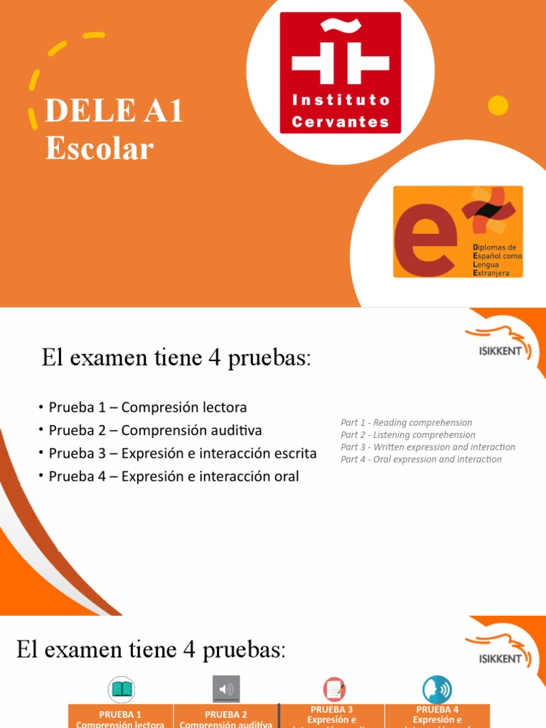 Examen DELE A1 Escolar: Estructura y Tareas | PDF