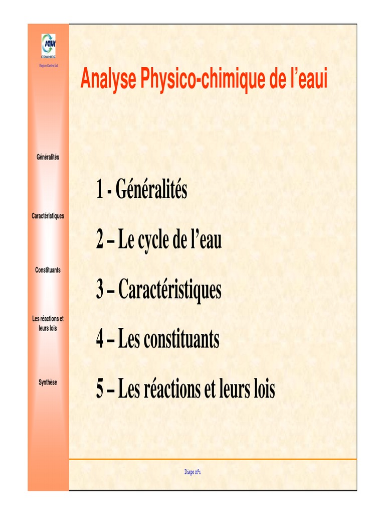 Analyse physico-chimique de l'eau | PDF