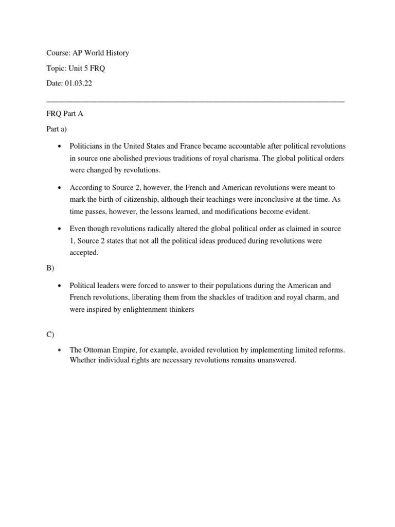 FRQ A AP World History | PDF | Politics | History