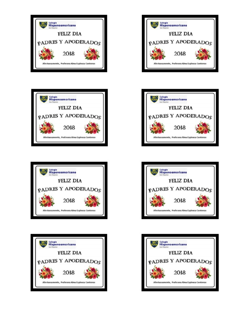 Tarjetas Día Del Apoderado | PDF