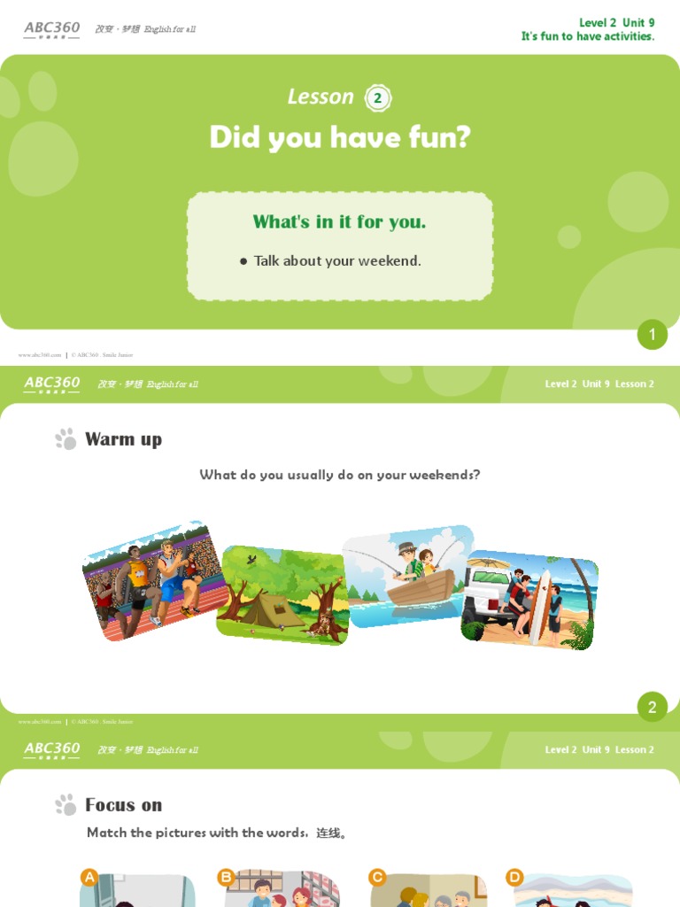 Unit 9 Lesson2 Did You Have Fun - Part1 | PDF