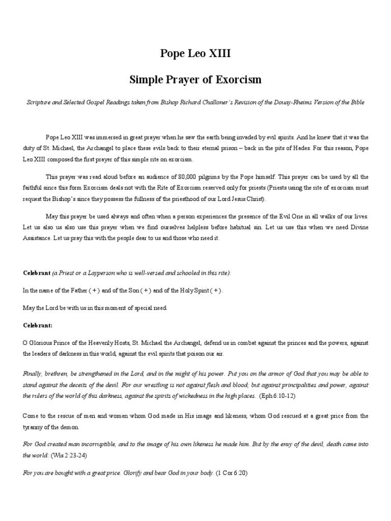 Simple Prayer of Exorcism | Satan | Exorcism