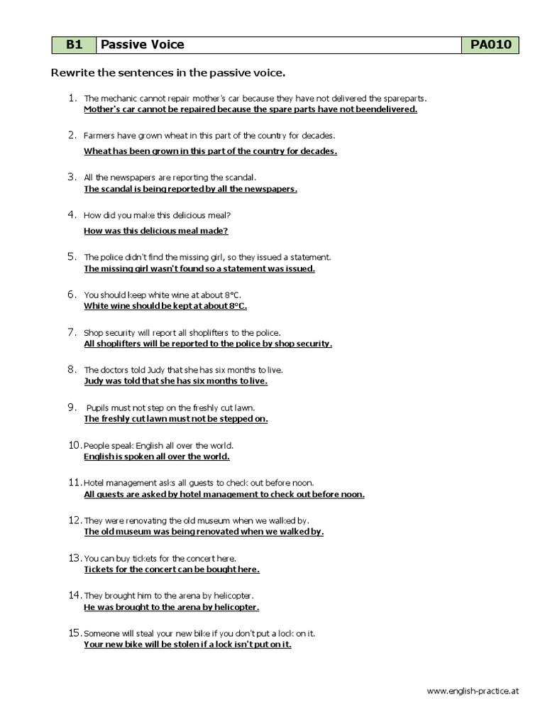 B1 Passive Voice PA010 | PDF