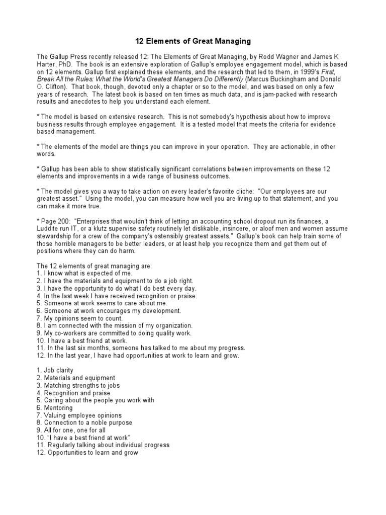 The 12 Elements of Great Management: A Proven Framework for Effective ...