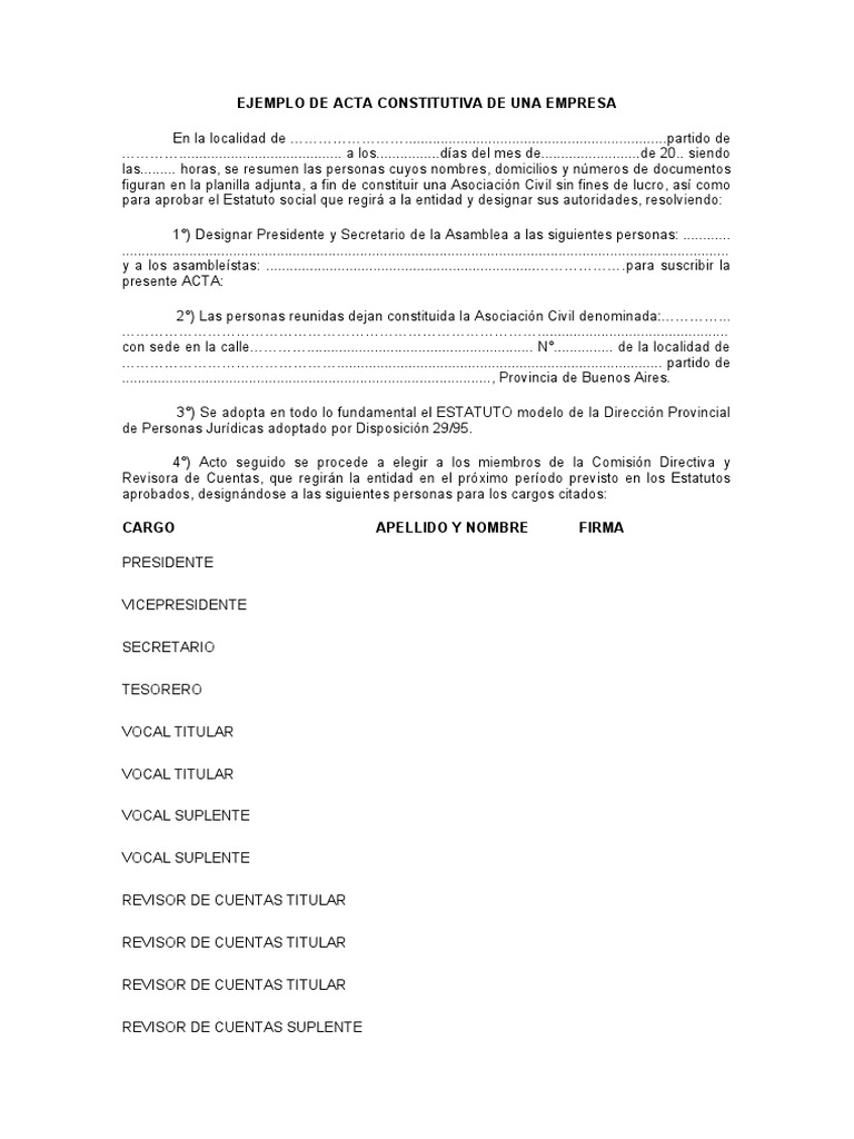 Ejemplo de Acta Constitutiva de Una Empresa | PDF | Gobierno