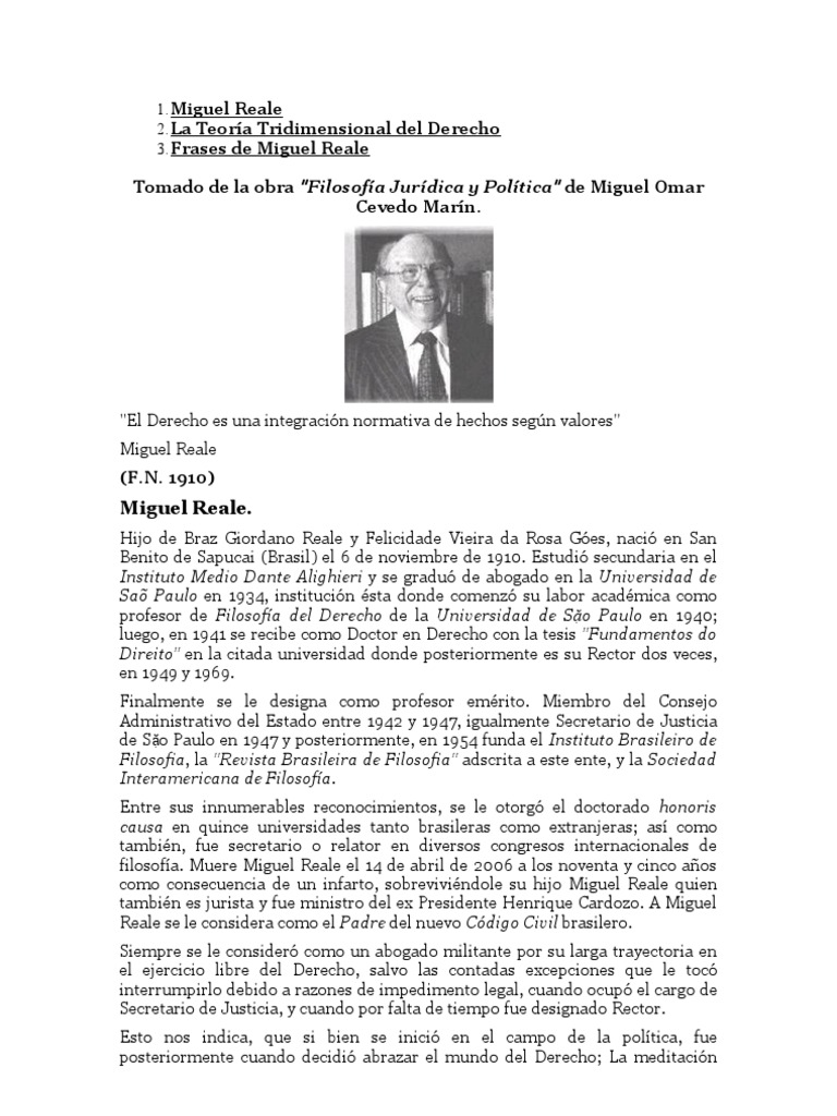 Miguel Reale | PDF | Dialéctico | Axiología