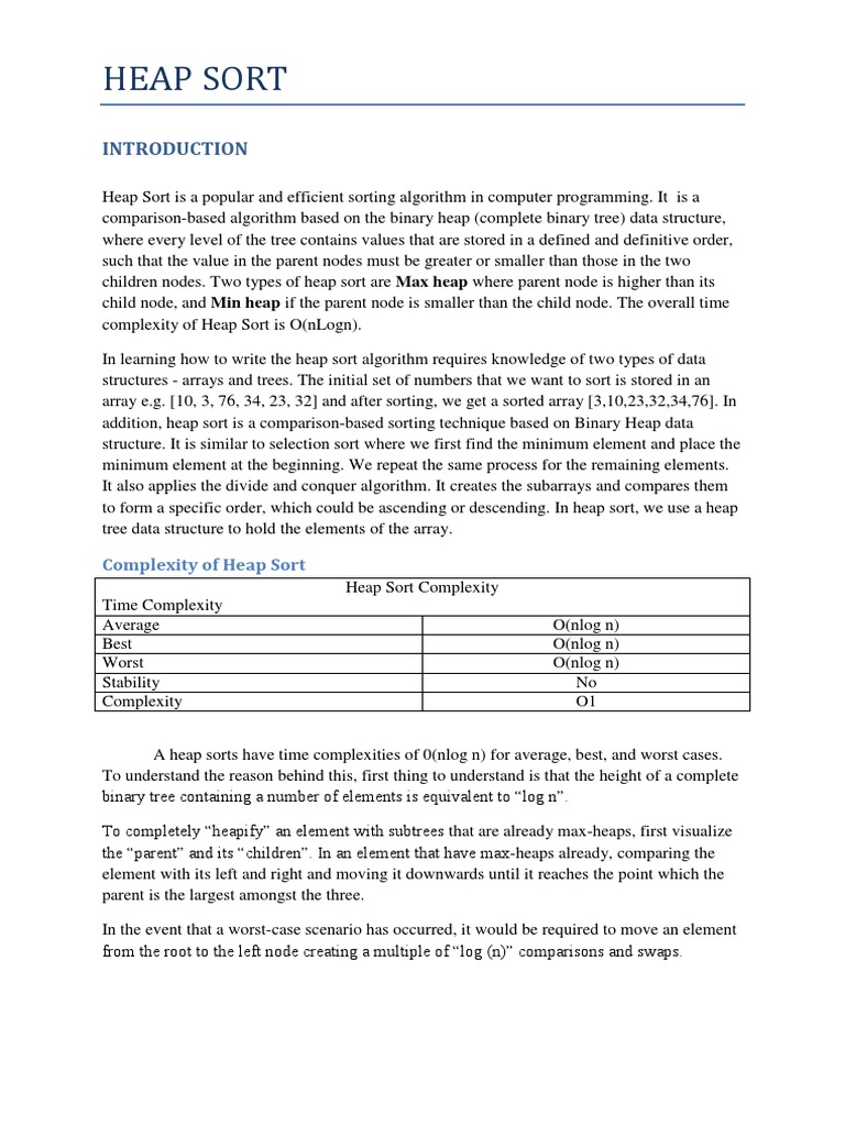 Group 1 Heap Sort And Timsort Pdf Algorithms And Data Structures Computer Programming 4439