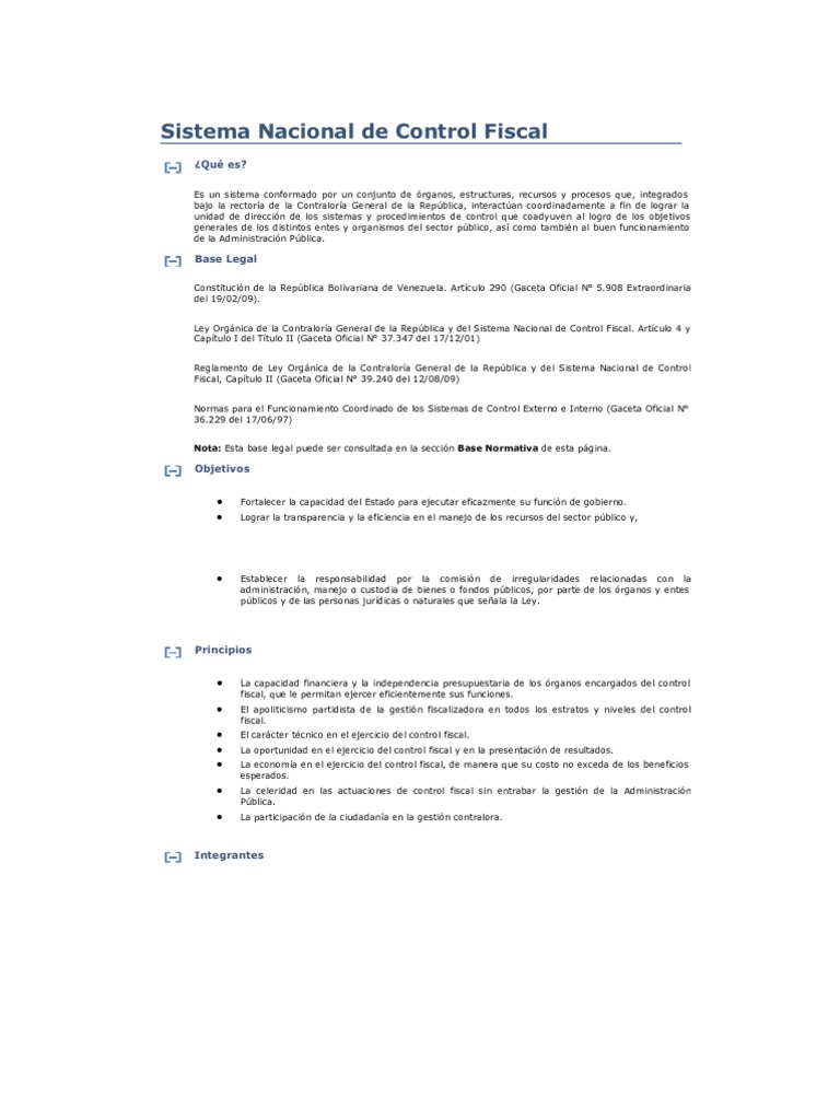 Sistema Nacional Del Control Fiscal | PDF | Administración Pública ...