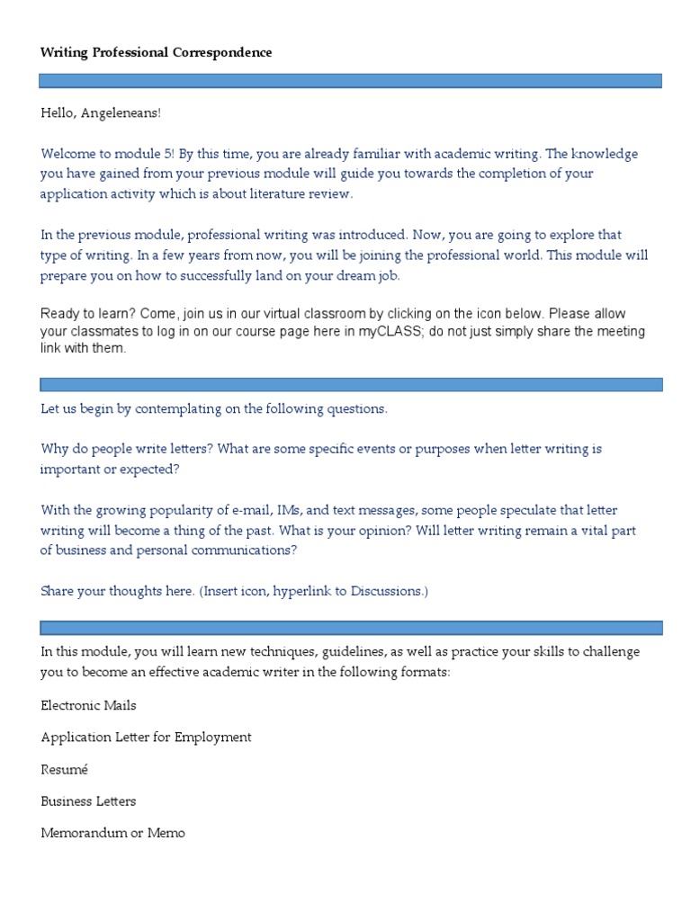 Writing Effective Professional Correspondence | PDF | Résumé | Memorandum