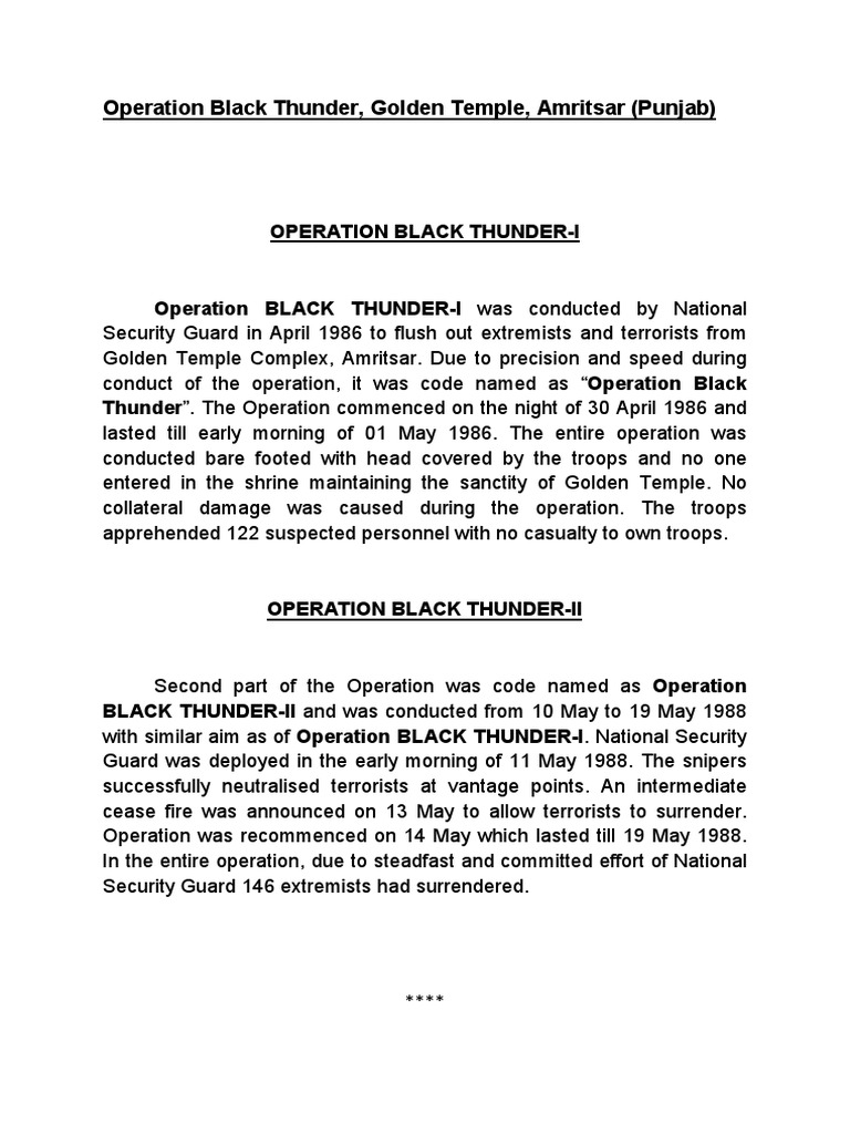 Overview of Operation Black Thunder | PDF