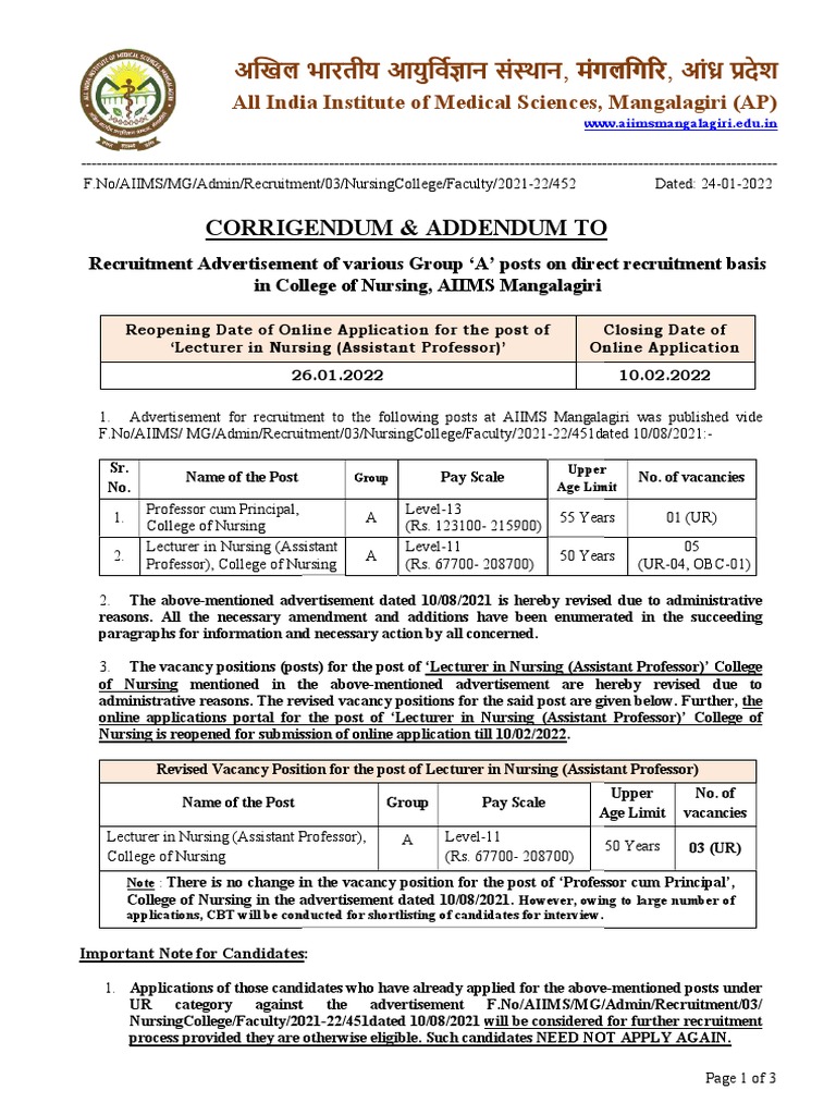 Corrigendum & Addendum To Corrigendum & Addendum To Corrigendum & Addendum To | PDF