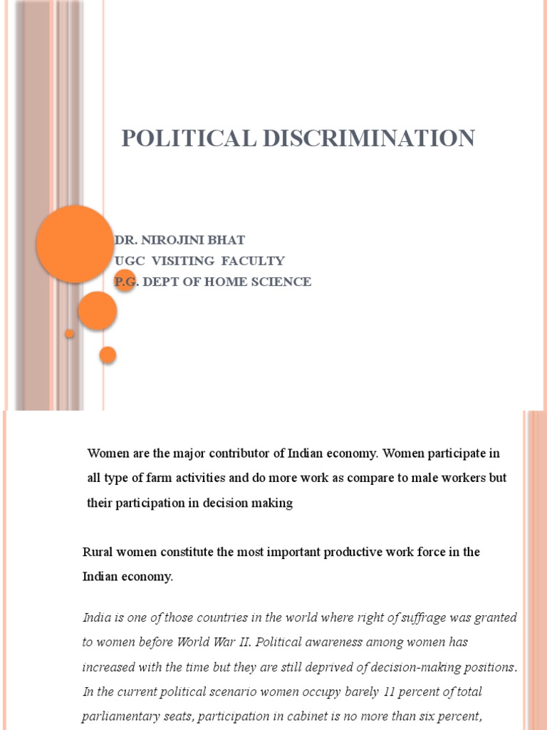 Political Discrimination: Dr. Nirojini Bhat Ugc Visiting Faculty P.G ...
