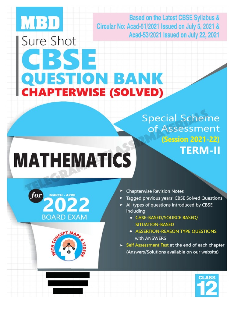 2022 MBD Mathematics Term 2 Question Bank | PDF