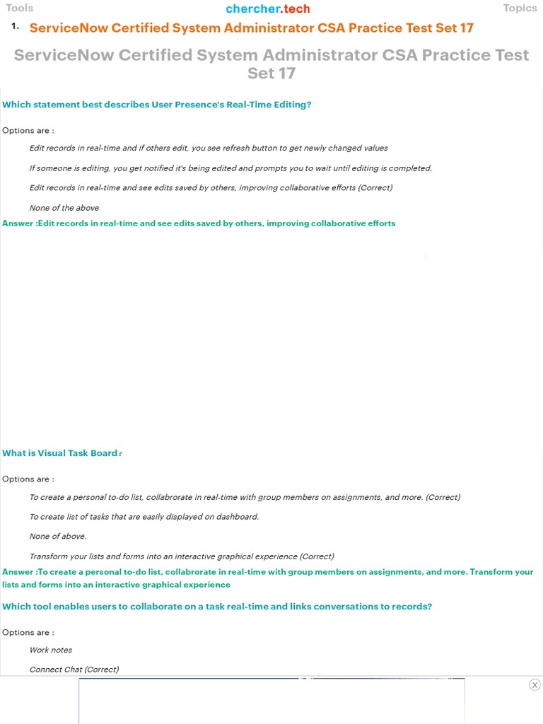 ServiceNow CSA Practice Test Set 17 | PDF | Databases | Icon (Computing)
