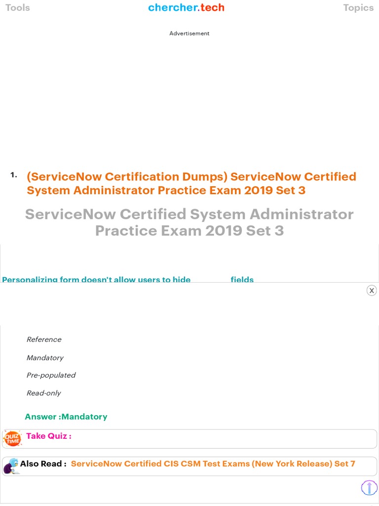 ServiceNow Certified System Administrator Practice Exam 2019 Set 3 ...
