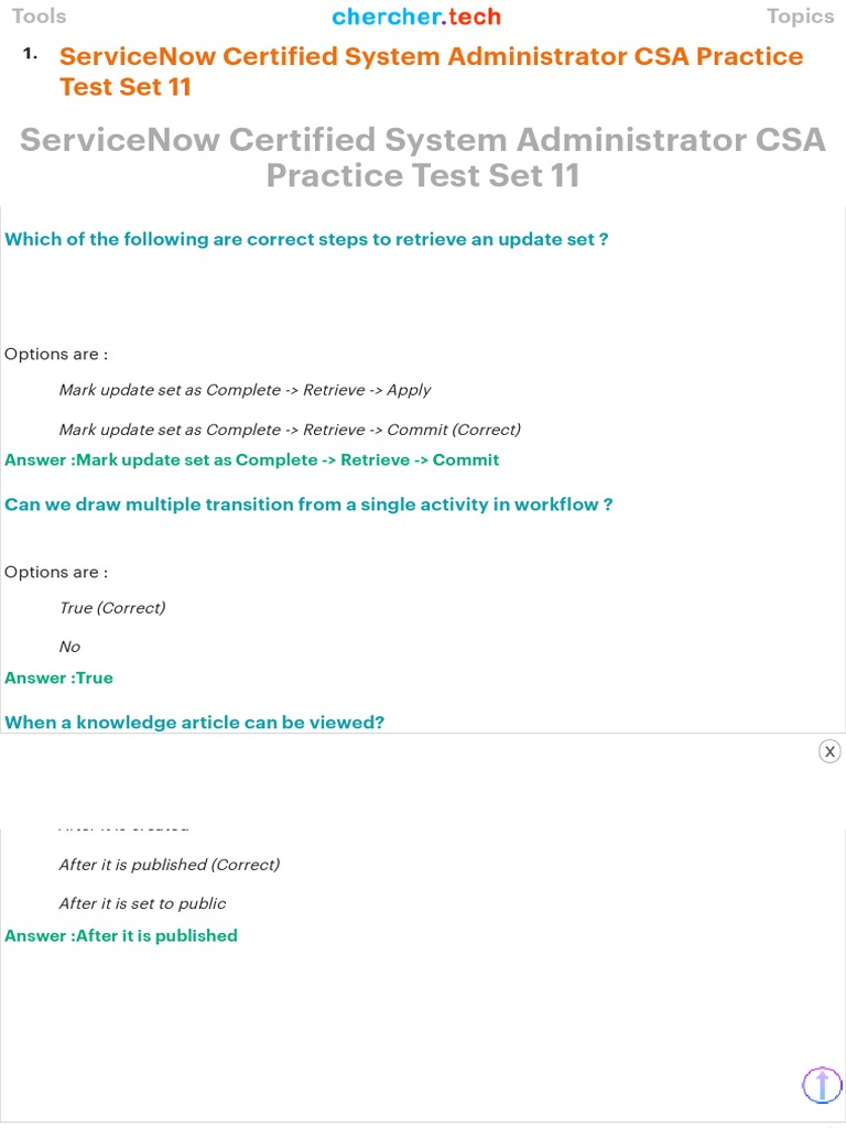 ServiceNow Certified System Administrator CSA Practice Test Set 11 ...