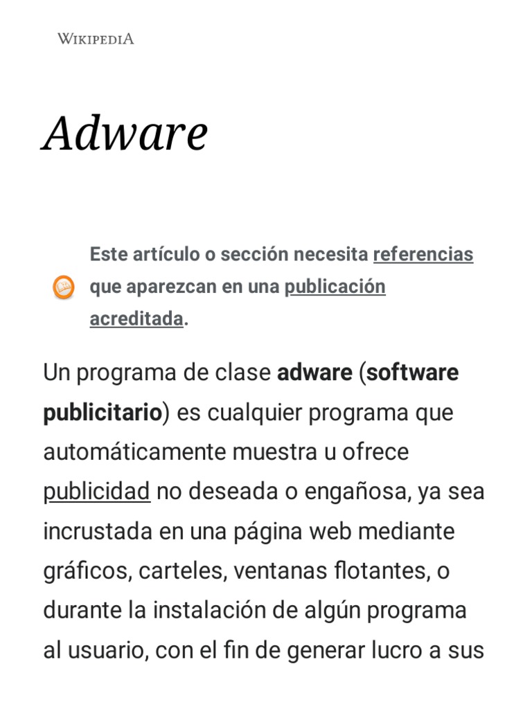 Adware - Wikipedia, La Enciclopedia Libre | PDF | Internet y web | Red ...