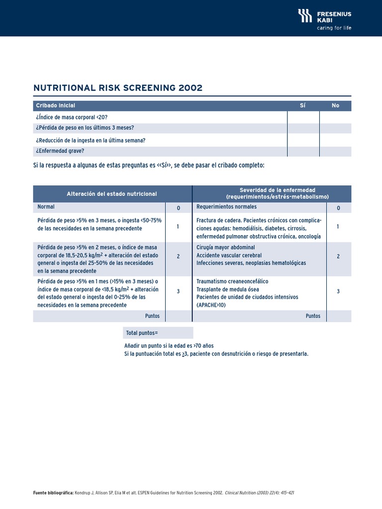Nutritional Risk Screening 2002 | PDF | Trasplante de células madre ...