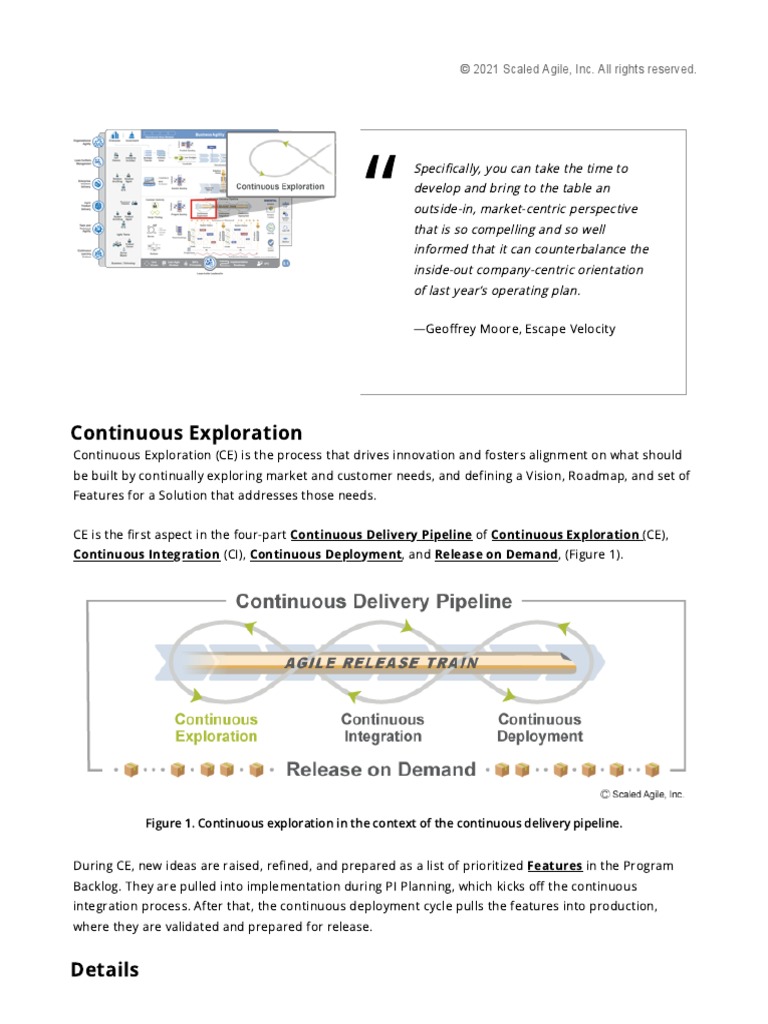 Continuous Exploration - Scaled Agile Framework | PDF | Agile Software ... Continuous Exploration - Scaled Agile Framework | PDF | Agile Software ...