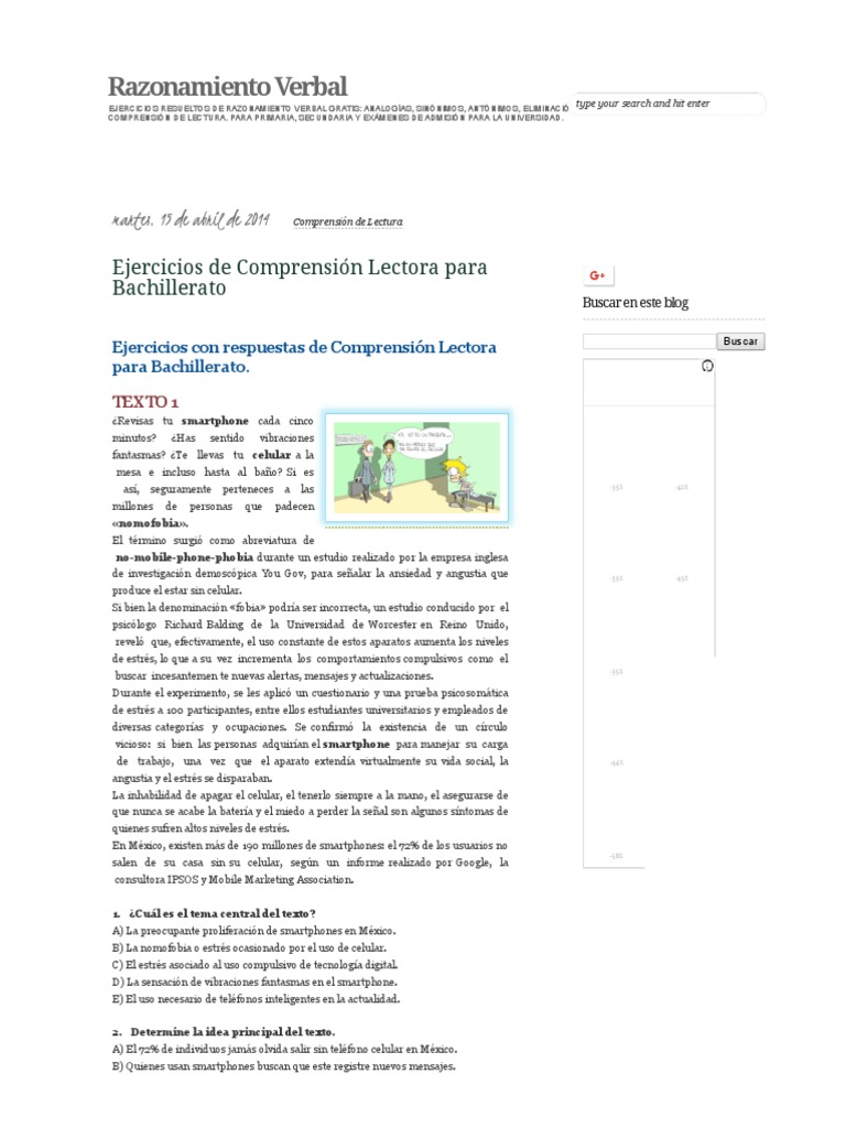 Ejercicios de ComprensiÃ N Lectora para Bachillerato - Razonamiento Verbal | PDF | Leonardo Da ...