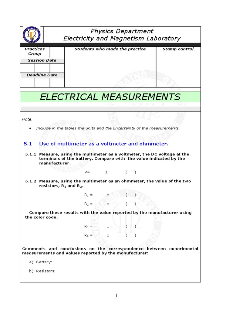 Electrical Measurements in Physics Lab | PDF | Voltage | Amplitude