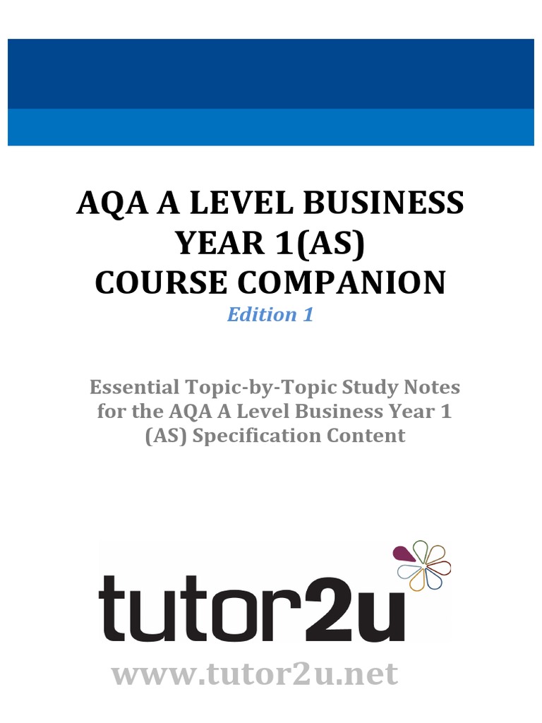 AQA A Level Business Year 1 As Companion PDF | PDF