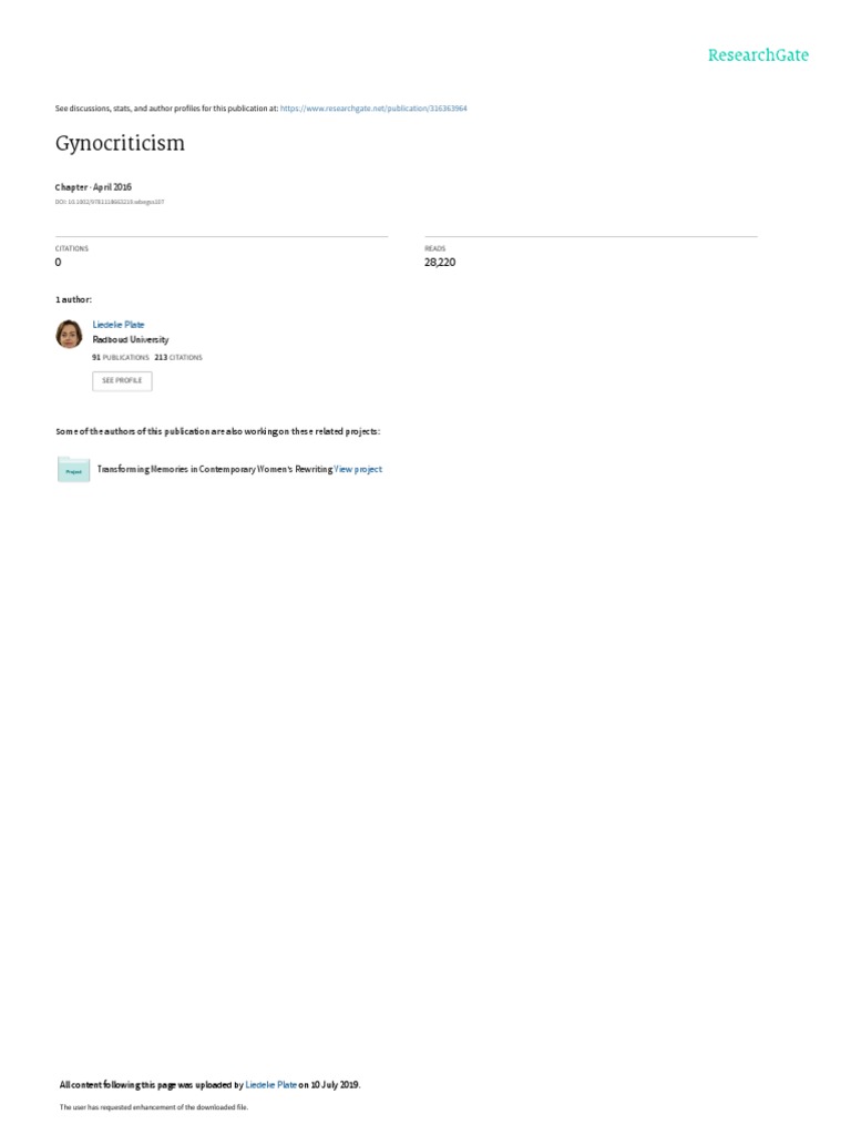 Gynocriticism: April 2016 | PDF | Critical Theory | Feminism