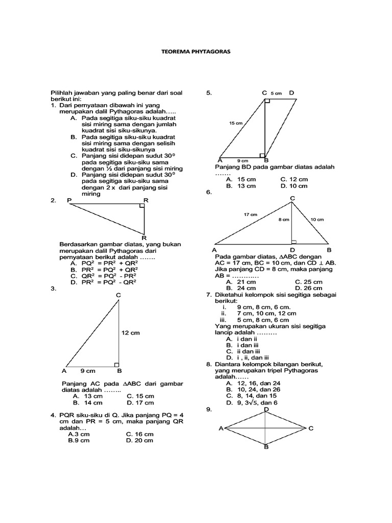 Latihan Soal Phytagoras | PDF