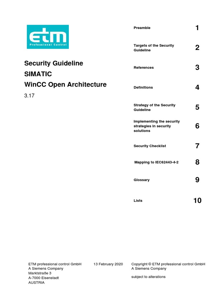 SIMATIC WinCC OA Security Guideline v317 | PDF | Computer Network ...