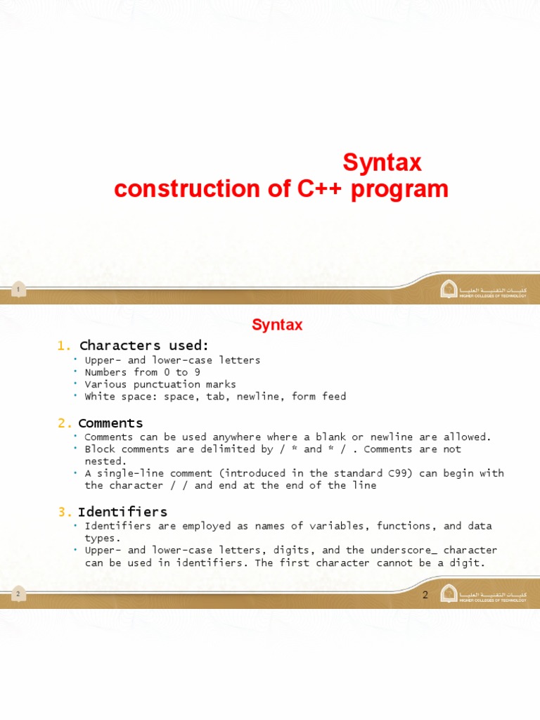 Syntax Construction of C++ Program: LO2. Data Types | Download Free PDF | Variable (Computer ...