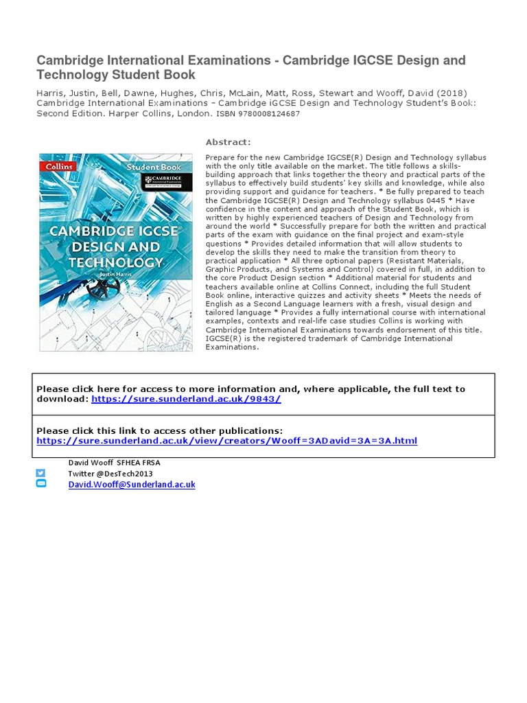 Cambridge IGCSE Design and Technology Guide | PDF | Books | Teachers