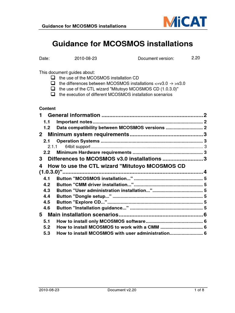 Guidance For MCOSMOS Installations: Content | PDF | Installation ...