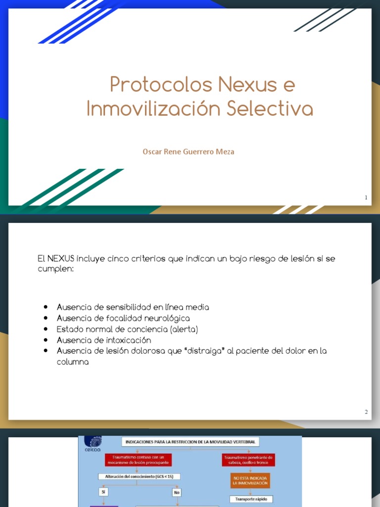 Protocolos Nexus e Inmovilización Selectiva | PDF | Dolor | Medicina ...