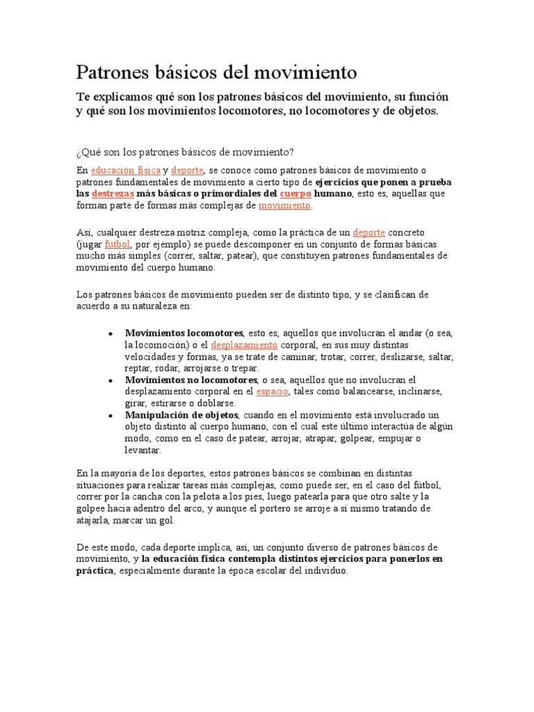 Patrones Básicos Del Movimiento | PDF