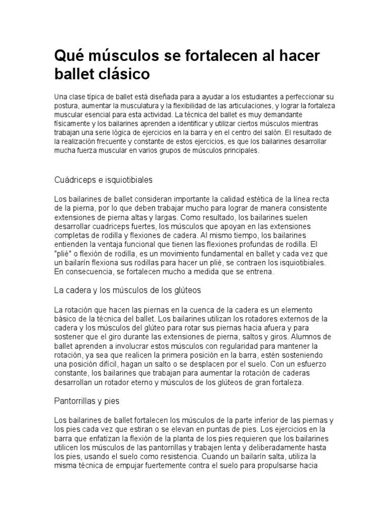 Qué Músculos Se Fortalecen Al Hacer Ballet Clásico | PDF