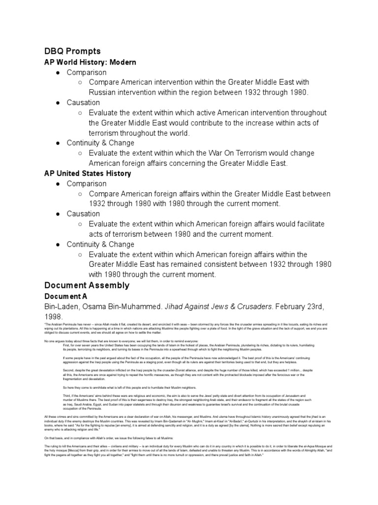DBQ Prompts: AP World History: Modern | PDF | World Politics | Soviet Union
