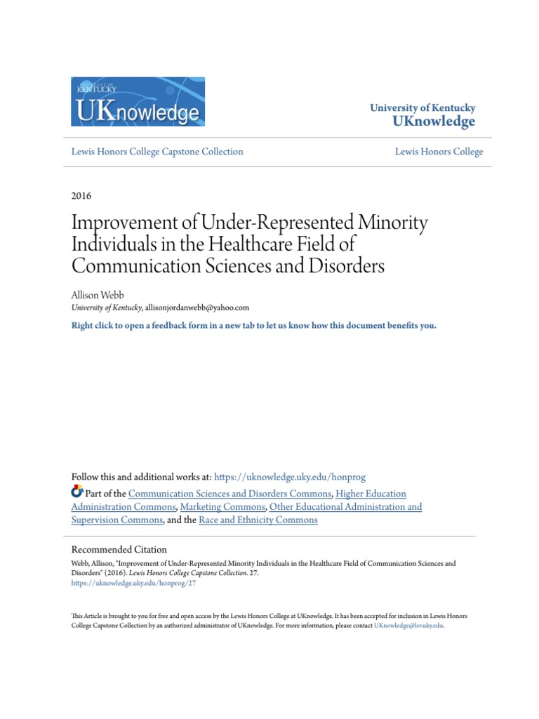 Minority Inclusion in Speech Pathology | PDF | Audiology | Multiculturalism