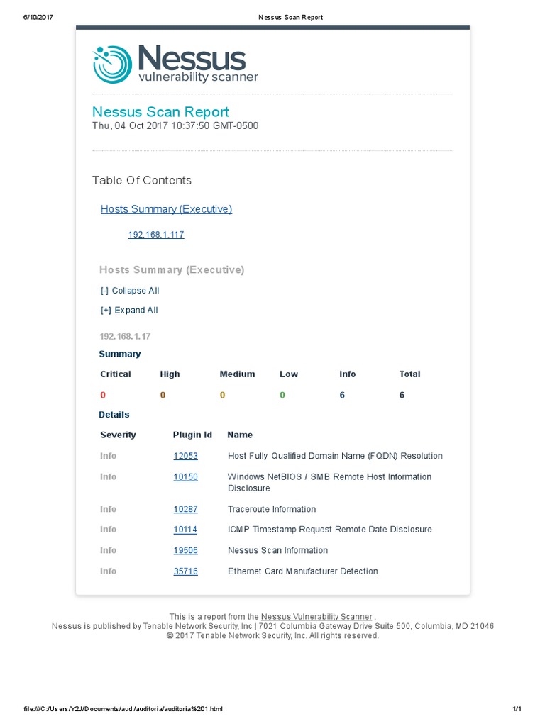 Nessus Scan Report | PDF