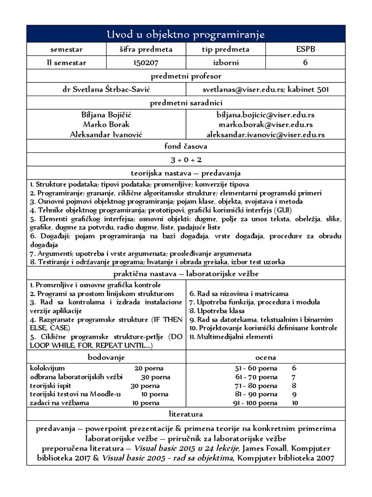 Uvod U Objektno Programiranje | PDF