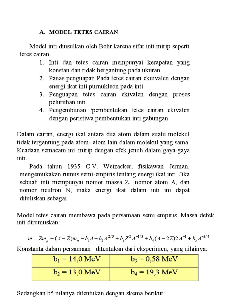 Model Tetes Cairan dalam Fisika Nuklir | PDF