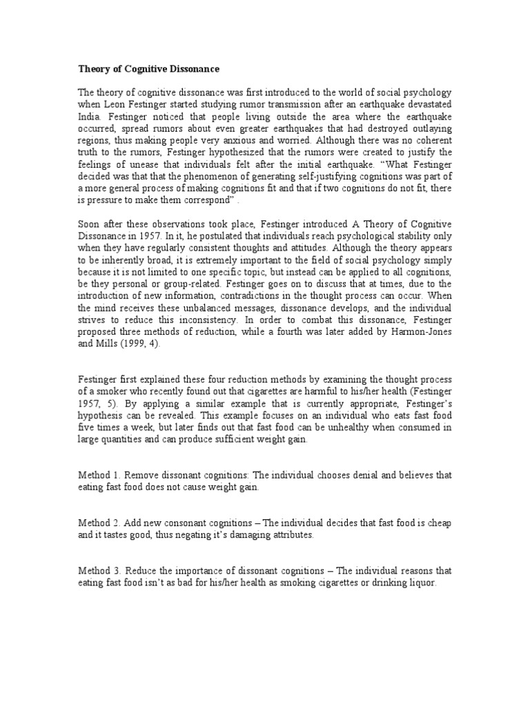 Cognitive Dissonance Theory Explained | PDF | Advertising ...