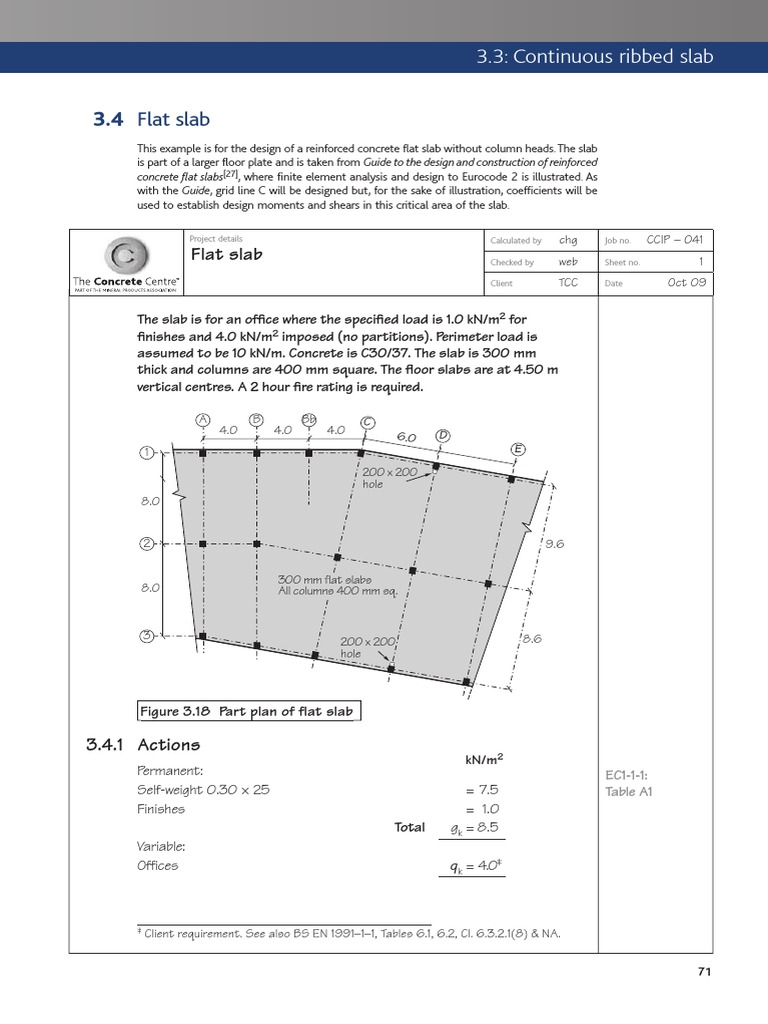 Design of Flat Slab Worked Example | PDF | Geometric Measurement | Geometry