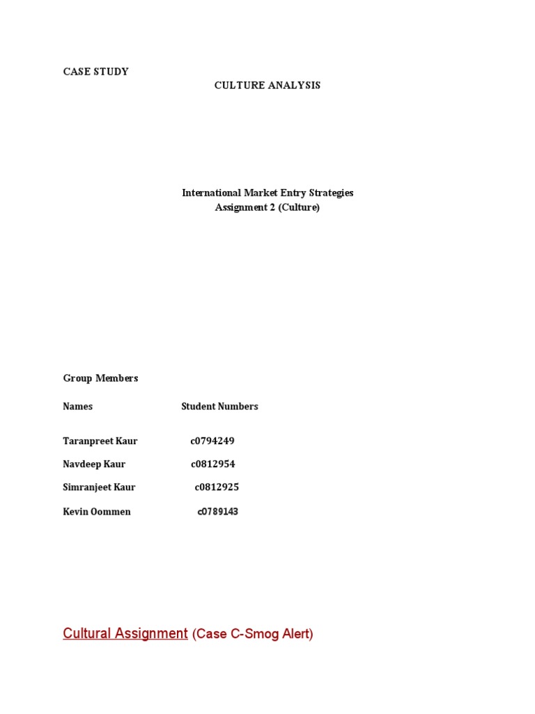 Case Study Culture Analysis: Cultural Assignment | PDF | Communication ...