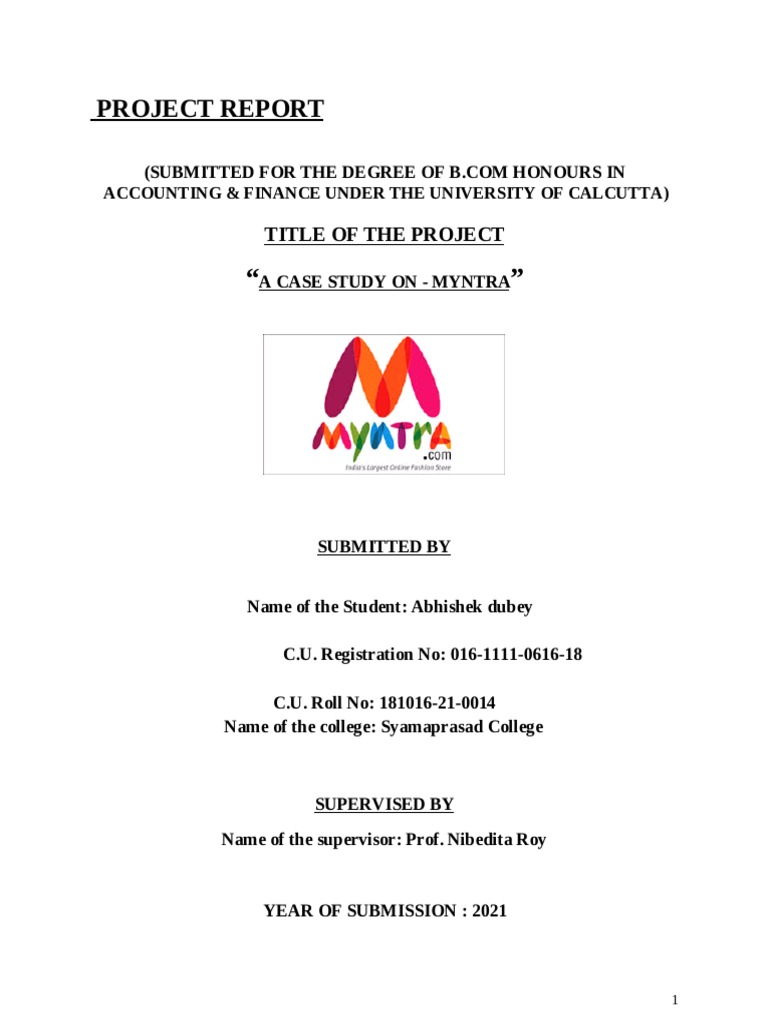 A Project On Myntra | PDF | E Commerce | Business