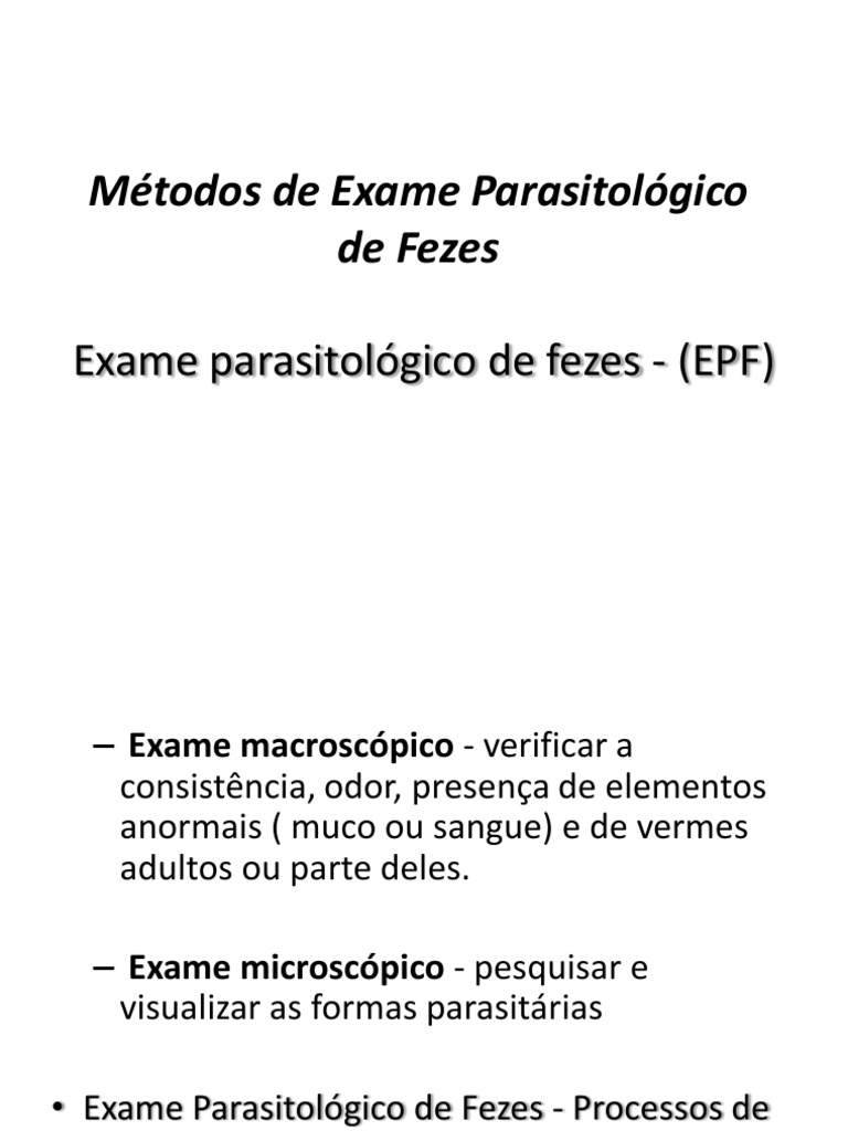 Métodos de Exame Parasitológico de Fezes | PDF | Ciências e Matemática