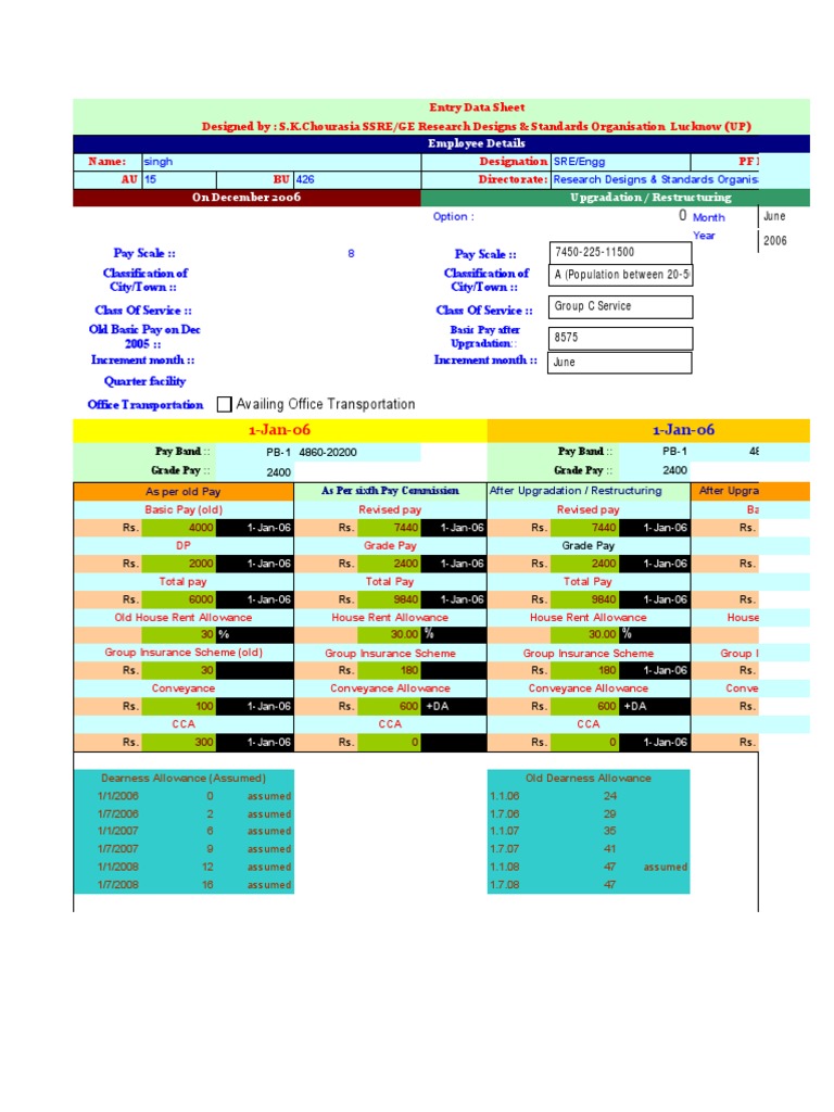 Approved Sixth Pay Commission Arrears Calculator | Download Free PDF ...