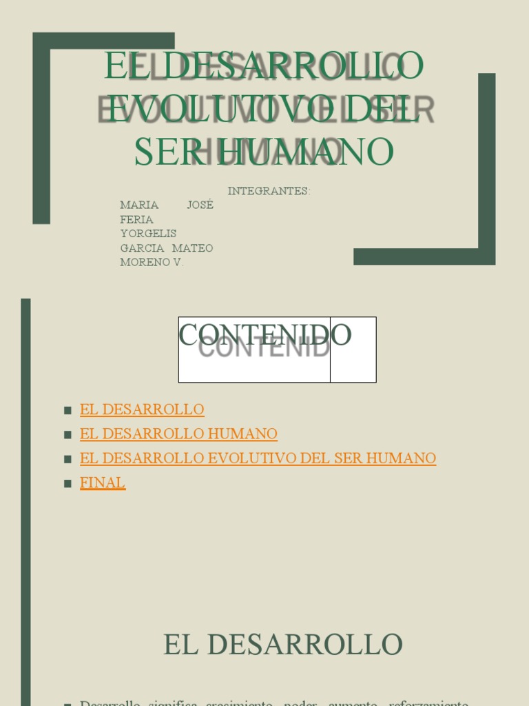 El Desarrollo Evolutivo Del Ser Humano | PDF | Adultos | Evolución