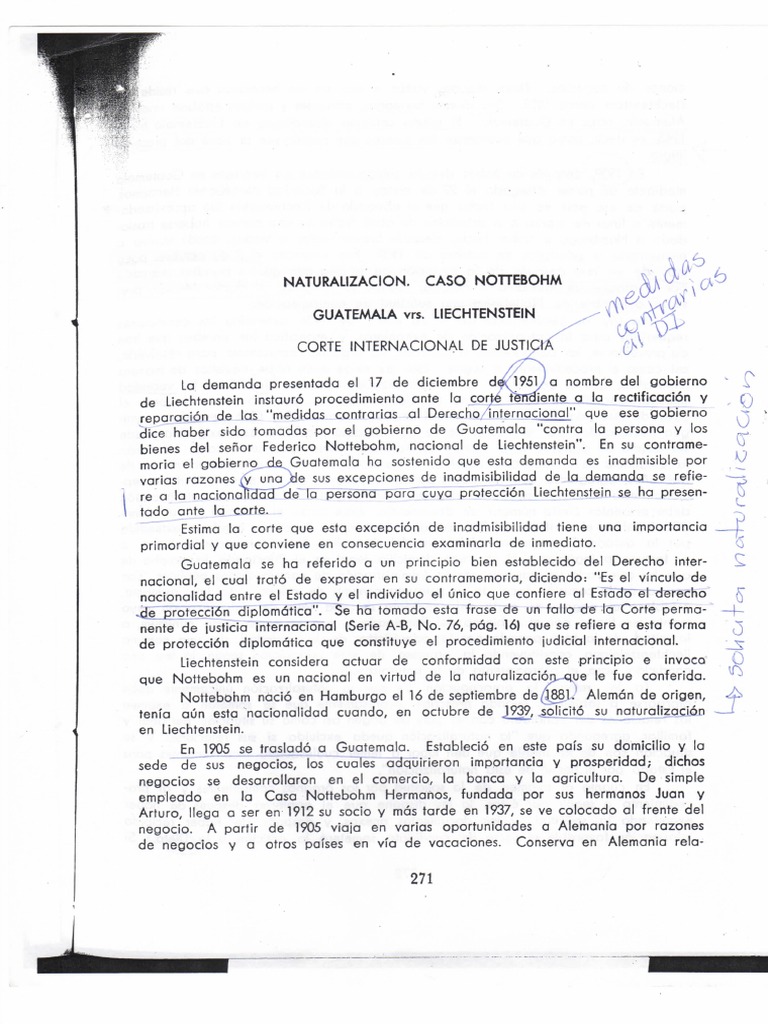 Caso Nottebohm: Naturalización y Derecho | PDF | Estado (política ...